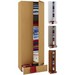 Vcm Holz Kleiderschrank 5 F&auml;cher mit Schublade 2 Dreht&uuml;ren Ma&szlig;e ca. B. 70 x H. 196 x T. 40 cm &ndash; Vandol S