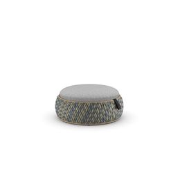 DEDON DALA Lounge Hocker Ø 96 cm inkl. Sitzkissen Bahamas/Linen Warm Gray Aluminium/DEDON-Faser