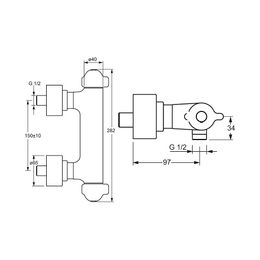 Hansa Medipro Brausebatterie 5808 DN15 Chrom 58080201