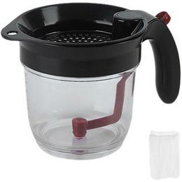 Woosien - 4-Tassen-Separator mit Bodenentriegelung – 1 l Öl/Suppe/Soßen-Skimmer mit integriertem Sieb – mit 30 p