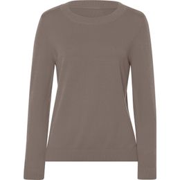 Damen Langarm-Pullover aus reiner Baumwolle taupe, Gr&ouml;&szlig;e 44