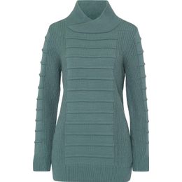Damen Longpullover im Strickmuster-Mix jade, Gr&ouml;&szlig;e 52