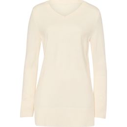 Damen Longpullover mit langen Seitenschlitzen champagner, Gr&ouml;&szlig;e 50
