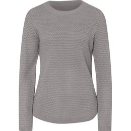 Damen Langarm-Pullover mit Zierkn&ouml;pfen am Saum steingrau, Gr&ouml;&szlig;e 46