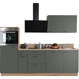 Kochstation Küchenzeile KS-Scafa, vormontiert, mit höhenverstellbaren Füßen, vormontiert, wahlweise mit E-Geräten, mit Soft-Close, Breite 260 cm, grau