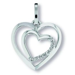 ONE ELEMENT Kettenanhänger Zirkonia Herz Herz Anhänger aus 925 Silber, Damen Silber Schmuck Herz, silberfarben