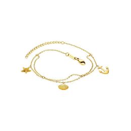 JULIE JULSEN Fußkette mit Anhänger ANKLET, ANCHOR-STARFISH-SHELL, JJAC29329G, JJAC29329S, gelb|goldfarben