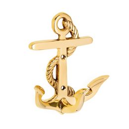 NKlaus Wandhaken Maritim Haken Anker 3-fach aus Messing gold 9x11x5cm Haken Garderobe A, Schlüsselhaken, Handtuchhaken