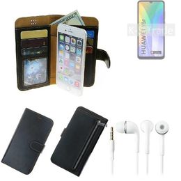 K-S-Trade Handyhülle für Huawei Y6p, TOP SET Handy Hülle Schutz Hülle schwarz aus Kunstleder +
