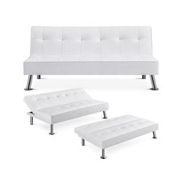 Yaheetech - Couch Schlafsofa Klappbett Bettsofa Klappsofa Gästebett Rückenlehne neigbar 105°/140°/180°, 166,5 x 94 x 40 cm, 350 kg belastbar, weiß