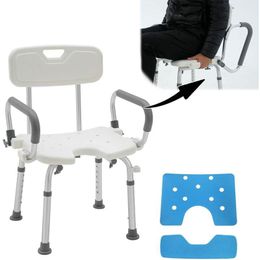 Duschhocker Badewannensitz 37-50cm Höhenverstellbar Duschstuhl für Senioren Anti-Rutsch Badhocker mit Griff & Rückenlehne Badhocker Eva-Kissen Naizy