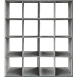 Mucola - Raumteiler Grau 16 Fächer Regalwürfel Bücherregal Büroregal Standregal Regal