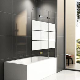 Boromal - Badewannenaufsatz 120 x 140 cm Duschwand für Badewanne 3-teilig faltbar mit Satiniert 6mm