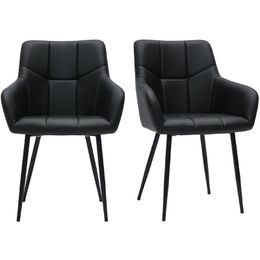 Miliboo Design-Stühle aus schwarzem Polyurethan und schwarzem Metall (2er-Set) montero - Schwarz
