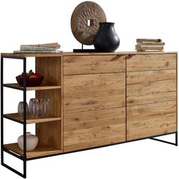 Lomadox Sideboard 150 cm in Wildeiche massiv geölt WELLINGTON-69, b/h/t ca. 150/85/40 cm - braun