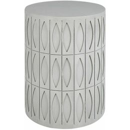 Beliani Beistelltisch Hellgrau MDF-Platte ⌀ 45 cm Säulenform Rund Geometrisches Muster Rustikal Modern Wohnzimmer Diele Flur Schlafzimmer Esszimmer - Grau