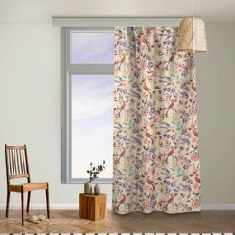 MICASIA Vorhänge - Indisches Muster Vögel mit Blumen Beige Größe HxB: 125cm x 130 cm (1 Vorhang)