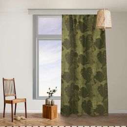 MICASIA Vorhänge - Tropischer Blätter Mix - Olive Grün Größe HxB: 125cm x 130 cm (1 Vorhang)