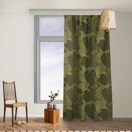 MICASIA Vorhänge - Tropischer Blätter Mix - Olive Grün Größe HxB: 225cm x 130 cm (1 Vorhang)