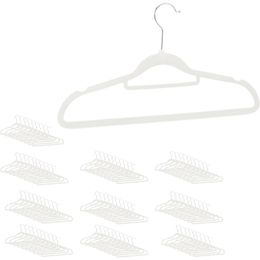 Xxl Kleiderbügel Set, Samtbügel mit Hosenstange, Krawattenhalter, rutschfest, drehbar, großes 100er Pack, weiß - Relaxdays