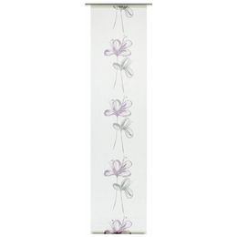Gardinia - Flächenvorhang Flower weiß-lila, 60 x 245 cm Flächenvorhänge