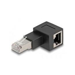 Delock Adapter RJ-45 Stecker > RJ-45 Buchse, Cat.6a schwarz, 90&deg; nach rechts gewinkelt