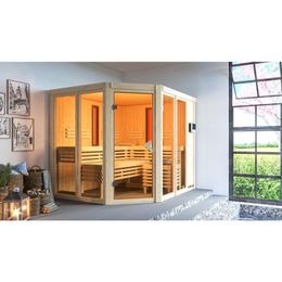 Karibu Infarot Kombisauna Lene plus mit 9kW Bio-Ofen, Steuerger&auml;t und Infrarotstrahlern naturbelassen