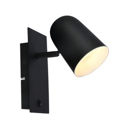 Brilliant Lampe Ayr Wandspot Schalter schwarz matt 1x D45, E14, 18W, geeignet für Tropfenlampen (nicht enthalten) Mit Kippschalter