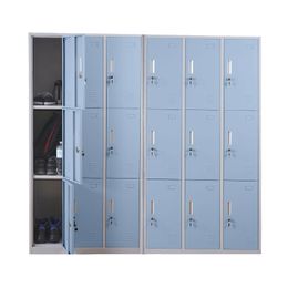MCW Schlie&szlig;fach Preston T829, Schlie&szlig;fachschrank Wertfachschrank Spind, Metall 9 F&auml;cher, blau