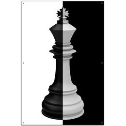 Wallario Sichtschutzzaunmatten Schachfigur schwarz-weiß