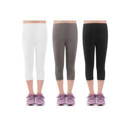 L&K-II Caprileggings 2723-3er (3er-Pack) Mädchen Capri-Hose aus Baumwolle