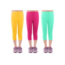 L&K-II Caprileggings 2723-3er (3er-Pack) Mädchen Capri-Hose aus Baumwolle