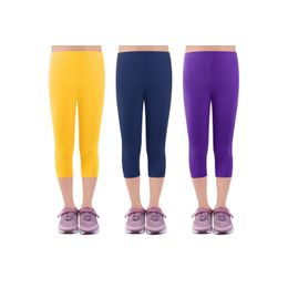 L&K-II Caprileggings 2723-3er (3er-Pack) Mädchen Capri-Hose aus Baumwolle