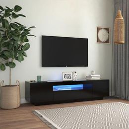 MAISONCHIC TV-Lowboard für Wohnzimmer TV Schrank TV-Möbel mit LED-Leuchten Schwarz 160x35x40 cm DE18020