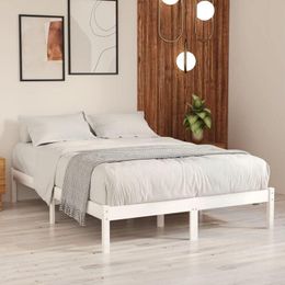 MAISONCHIC - Massivholzbett Doppelbett Bett für Schlafzimmer Weiß Kiefer 160x200 cm DE95913 - Weiß