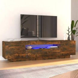 MAISONCHIC TV-Lowboard für Wohnzimmer tv Schrank TV-Möbel mit LED-Leuchten Räuchereiche 160x35x40 cm DE53545