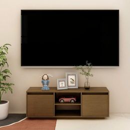 MAISONCHIC TV-Lowboard für Wohnzimmer tv Schrank TV-Möbel Honigbraun 110x30x40 cm Massivholz Kiefer DE87554