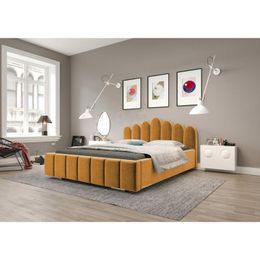 E-meubles - Polsterbett Bett mit Kopfstütze, Rahmenbettgestell, Bettkasten und Lattenrost Doppelbett Gepolsterter Kopfteil Samststoff Stauraumbett