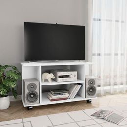 MAISONCHIC TV-Lowboard für Wohnzimmer TV Schrank TV-Möbel mit Rollen Weiß 80x40x40 cm Holzwerkstoff DE57272