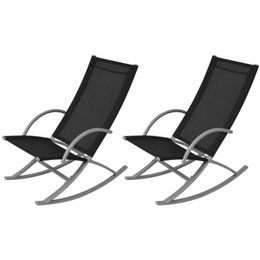 MAISONCHIC 2er Set Schaukelstühle Gartenstühle Relaxstühle Stahl und Textiline Schwarz DE78072