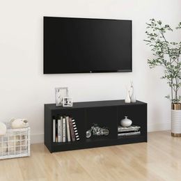MAISONCHIC - TV-Lowboard für Wohnzimmer tv Schrank TV-Möbel Schwarz 104x33x41 cm Massivholz Kiefer DE38052
