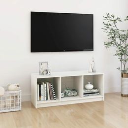 MAISONCHIC TV-Lowboard für Wohnzimmer tv Schrank TV-Möbel Weiß 104x33x41 cm Massivholz Kiefer DE15004