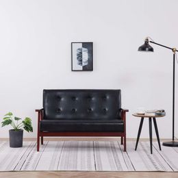 MAISONCHIC 2-Sitzer-Sofa Loungesofa Couch Modern Schwarz Kunstleder DE12960 - Schwarz