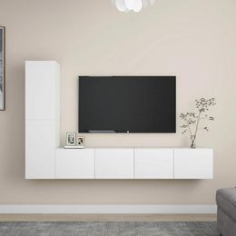 MAISONCHIC - 4-tlg. TV-Schrank-Set TV-Lowboard für Wohnzimmer TV-Möbel Weiß Holzwerkstoff DE35479