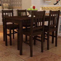 MAISONCHIC Esstisch Tisch für Wohnzimmer, Küche, Esszimmer Holztisch mit 4 Holzstühlen Esszimmerset braun DE41302