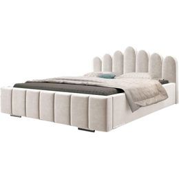 E-meubles - Polsterbett Bett mit Kopfstütze, Rahmenbettgestell, Bettkasten und Lattenrost Doppelbett Gepolsterter Kopfteil Samststoff Stauraumbett