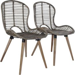 MAISONCHIC 2er Set Esszimmerstühle Wohnzimmerstühle Stühle für Esszimmer Wohnzimmer & Schlafzimmer Braun Natürliches Rattan DE25960