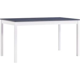 MAISONCHIC Esstisch Tisch für Wohnzimmer, Küche, Esszimmer Weiß und Grau 140 x 70 x 73 cm Kiefernholz DE60055