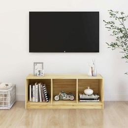 MAISONCHIC TV-Lowboard für Wohnzimmer tv Schrank TV-Möbel 104x33x41 cm Massivholz Kiefer DE75362