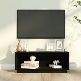 MAISONCHIC TV-Lowboard für Wohnzimmer tv Schrank TV-Möbel Schwarz 90x35x35 cm Massivholz Kiefer DE67408